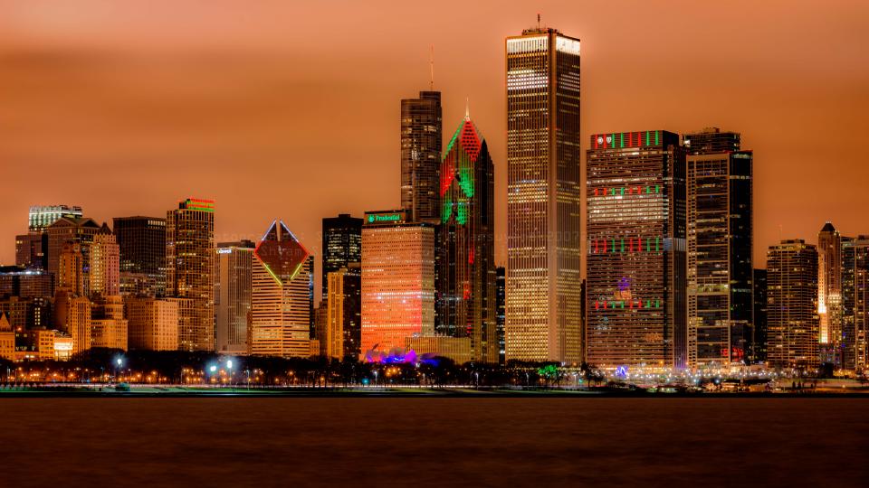 Chicago Christmas Lights Skyline